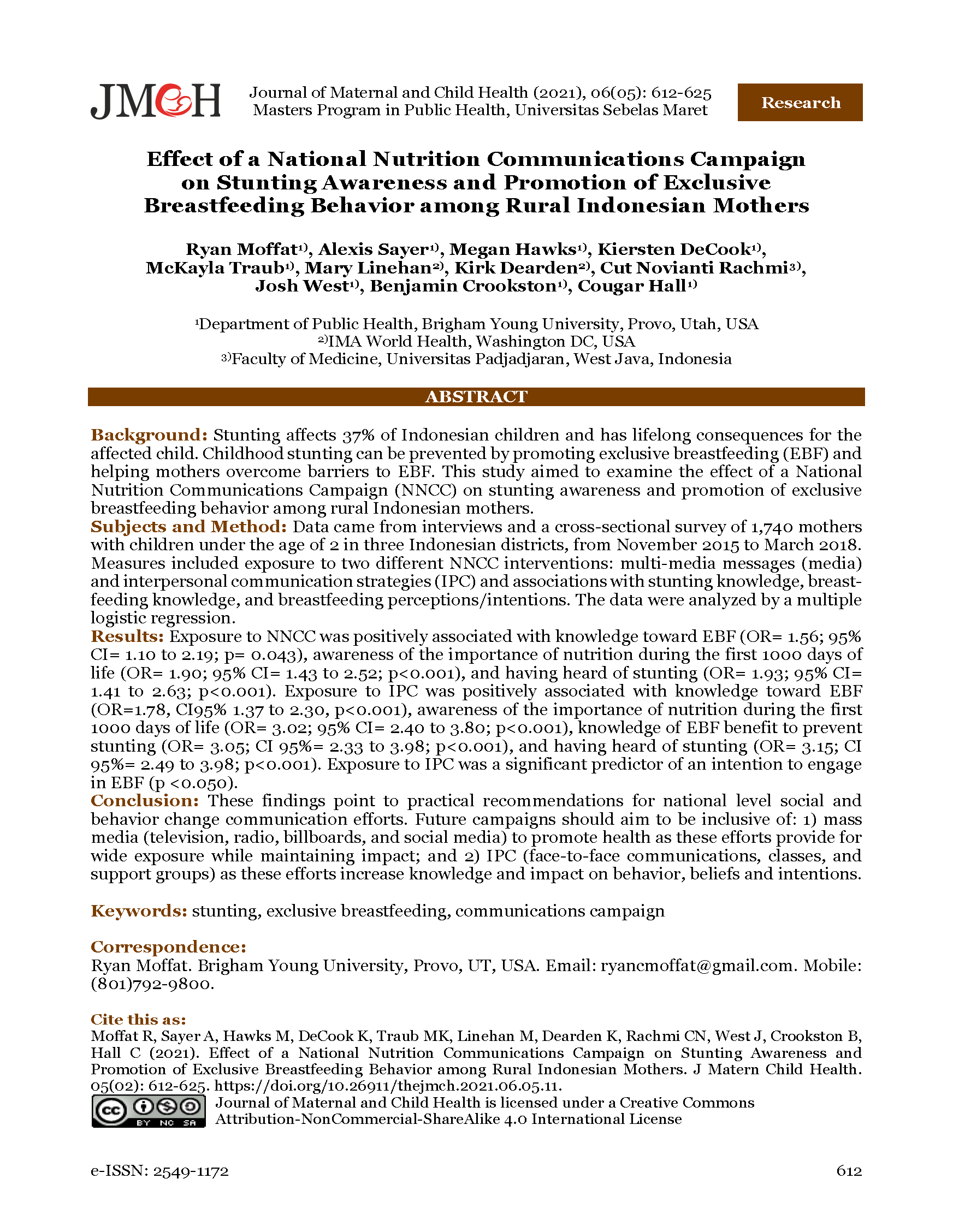 Effect of a National Nutrition Communications Campaign on Stunting ...