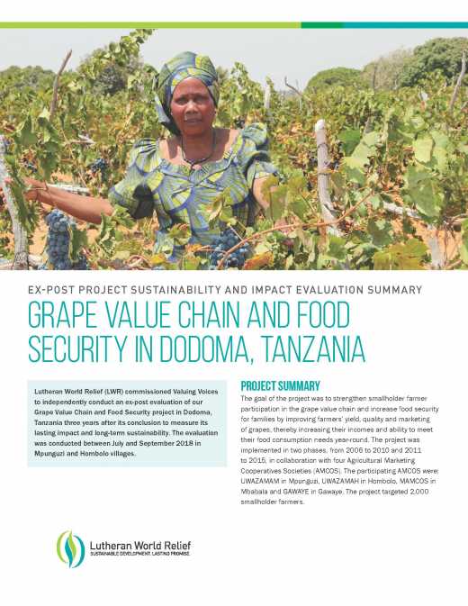 Grape Value Chain and Food Security in Dodoma, Tanzania | IMA World Health